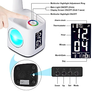 Study LED Desk Lamp with USB Charging Port, Kids Dimmable LED Table Lamp with Clock and Pen Holder, Home Office, College Student Dormitory, Reading Eye Protection Desk Lamp, Color Night Light,10W