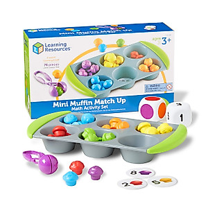 Learning Resources Mini Muffin Match Math Activity Set - 76 Pieces, Ages 3+ Counting Games for Kids, Preschool Learning Toys, Homeschool Learning Toys, Math for Preschoolers