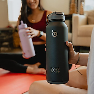 BOTTLE BOTTLE 40oz Insulated Water Bottle with Straw Sport Stainless Steel Water Bottle with Handle Lid Outdoor Sports Bottle for Pills (black)