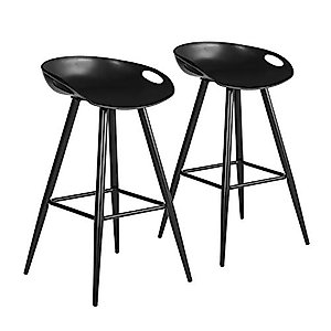 Homy Casa Inc Set of 2 Modern Simple Bar Stools,32.3" Counter Height Bar Stools Bar Chair with Low Backrest&Footrest for Home Bar Kitchen Dining Room Living Room Pub, Black