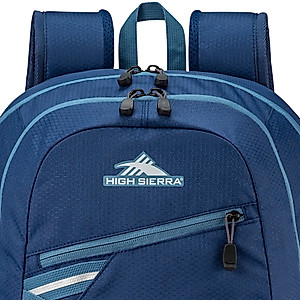 High Sierra Outburst 2.0 Carry-On Daypack Book Bag with Padded Laptop Tablet Sleeve, 360 Degree Reflectivity, Fits Most 15.6" Laptops, 28L, Graphite Blue/True Navy
