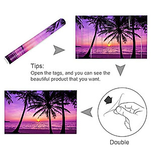 Monroda Purple Coast Aquarium Background, Durable PVC Adhesive Backdrop Aquarium Poster Fish Tank Backgrounds Decorative Paper 18.4x30.4inch, Beach Dusk Seaside Tropical Plants