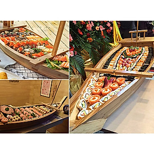 WINIAER Wooden Sushi Boat Serving Tray, 31.5 inch Sushi Plate for Restaurant Plates Commercial, Extra Large Sushi Tray Serving Boat Plate for Restaurantware or Home