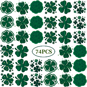 74 Sheets St. Patrick's Day Tattoos Stickers, Include St. Patrick Day Stickers, Shamrock Tattoos and Green Temporary Tattoos, Lucky Clover Temporary Tattoos for Party Favors Accessories or Irish Party