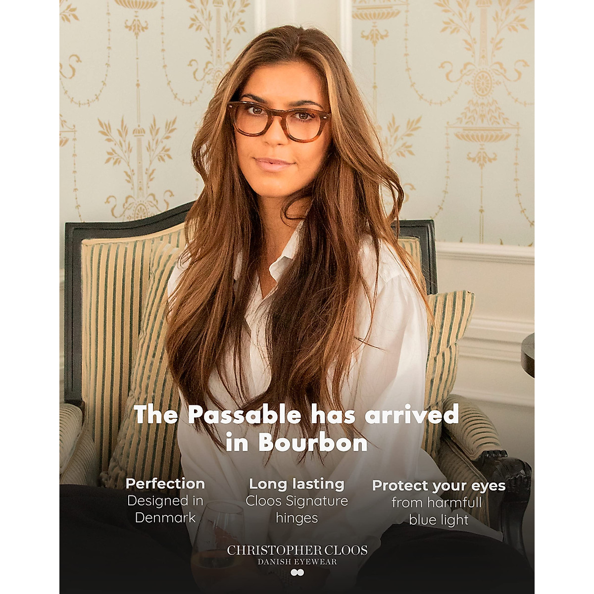 Christopher Cloos - Passable Bourbon - Danish Design Blue Light Glasses for Men & Women - Fashion designer glasses - Computer Glasses - Unisex - Non Prescription - Prescription Ready