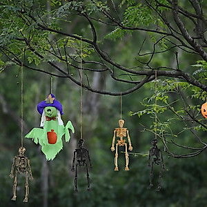 FINGOOO Small Skeleton Figurine 6 Inches,6 Pieces Plastic Skeletons Mini Poseable Skeleton Toy for Crafts Halloween Decoration (Make-Old)