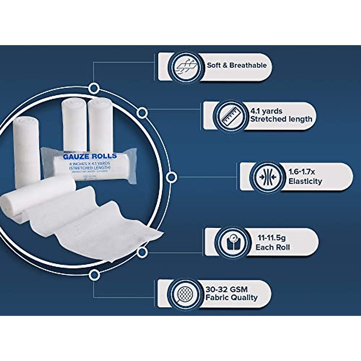 Gauze Rolls Pack of 24 – Premium Quality Lint and Latex-Free 4 inches x 4.1 Yards Conforming Stretch Bandages Designed for Effective Wound Care & Comfort - Ideal for use as a Mummy wrap