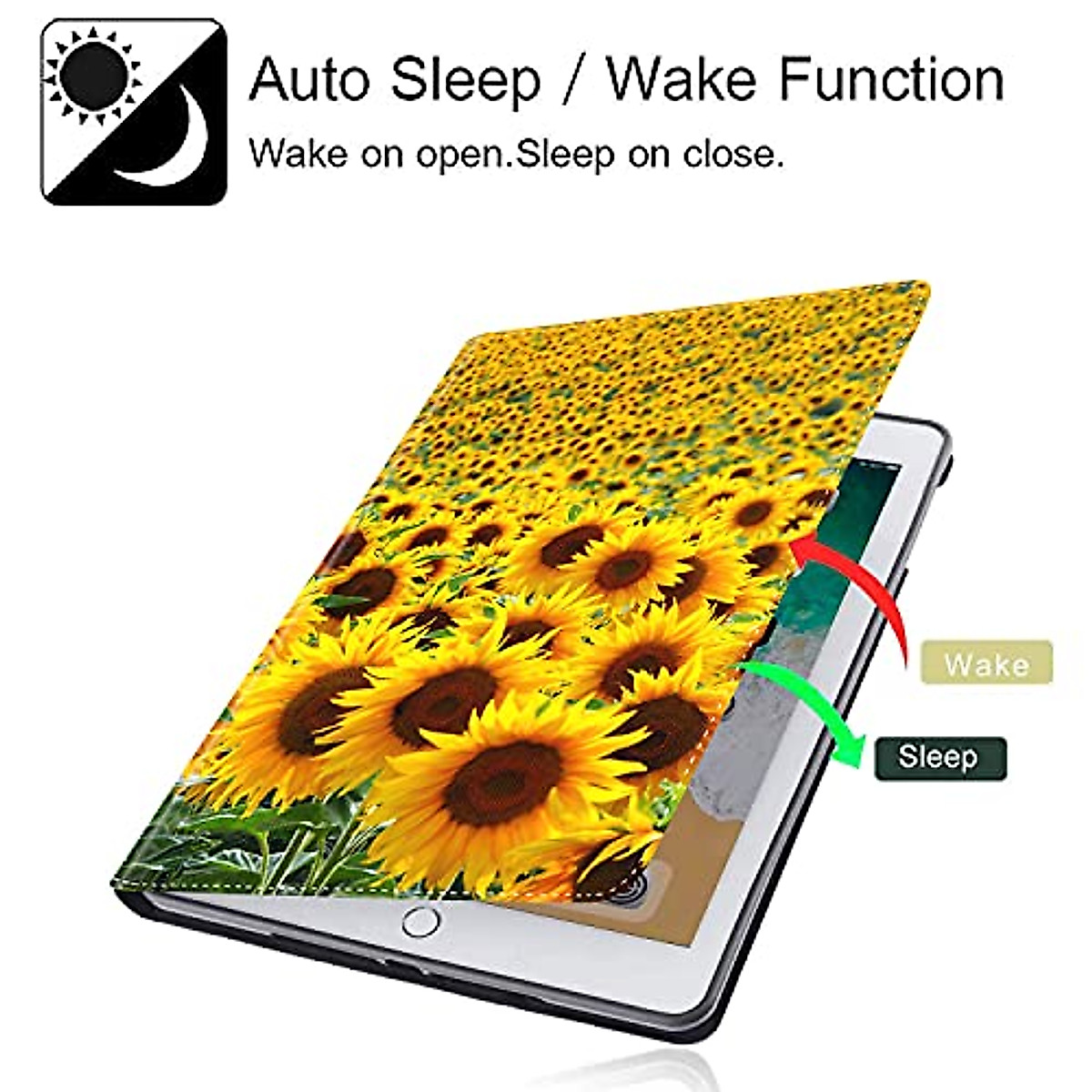 Case for New iPad Mini 6 2021 (6th Generation), Multi-Angle View Adjustable Stand Auto Wake/Slee for iPad Mini 6th Gen 8.3 Inch ,Sunflower