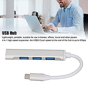 USB Hub, Light Weight USB C to USB 4 in 1 USB Docking Station for Tablet for Keyboard for Printer(Silver)