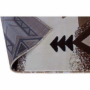 YHSF South West Native American Area Rug C318 - Easy Clean, Thick, Soft, Durable Native Tribal American Indian Inspired Rug for Bedroom/Living Room and More - Ivory, 5 Feet x 7 Feet