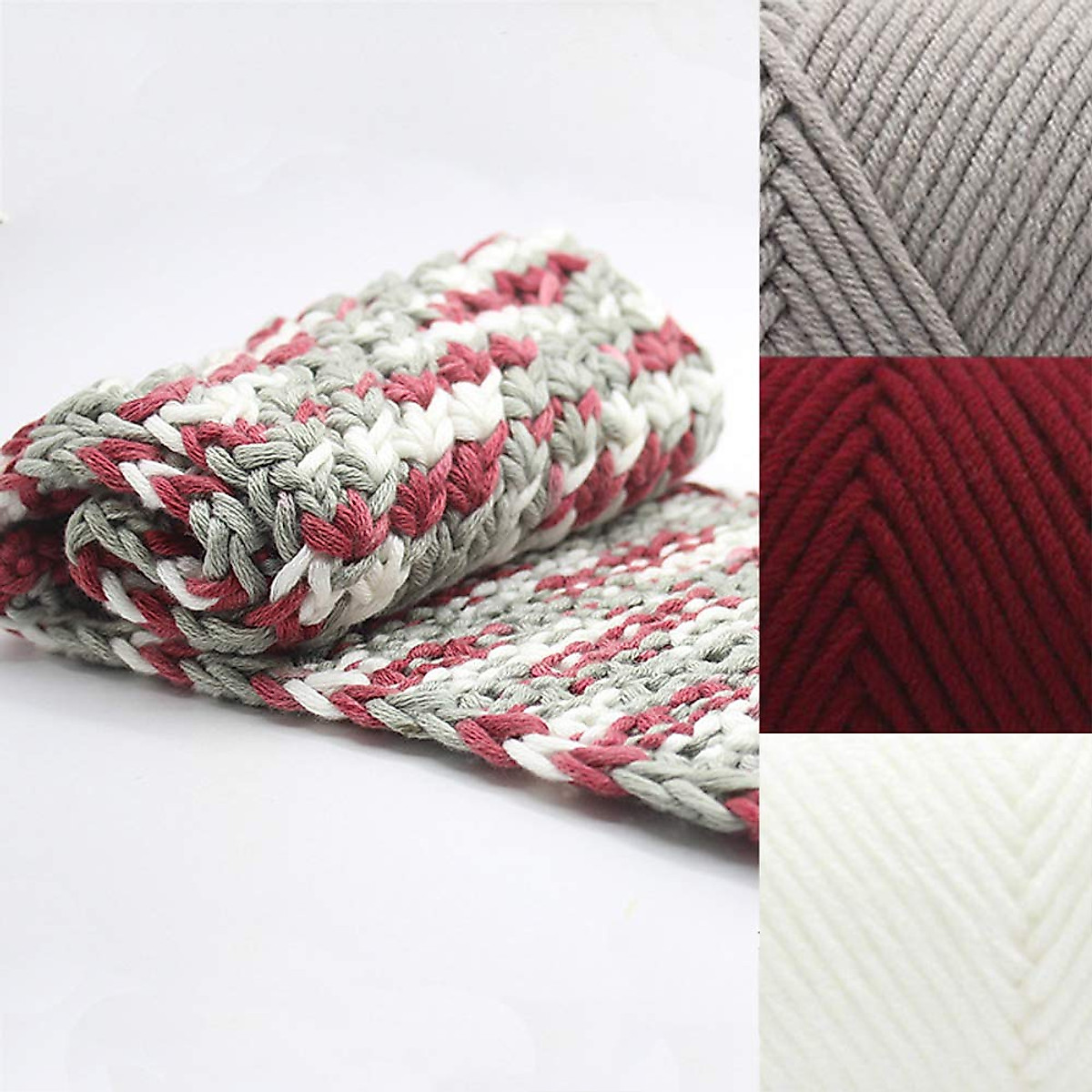 Knitting Coarse Wool,100g Multicolor Cotton Knitting Yarn, Hand-Knitted Woolen Yarn, Winter Knitting, Warm Gift for Mother, Grandmother and Woman- Blue