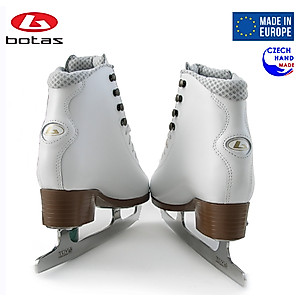 BOTAS - model: CINDY/Made in Europe (Czech Republic) / Figure Ice Skates for Women, Girls/Leather/Str. Cuff/White, Size: Adult 8