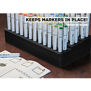 Polar Whale 2 Art Marker Tiered Organizer Stands Pen Pencil Brush Storage Design Storage Tray Supply Non-Scratch Non-Rattle Washable Durable Black Foam Holds 72