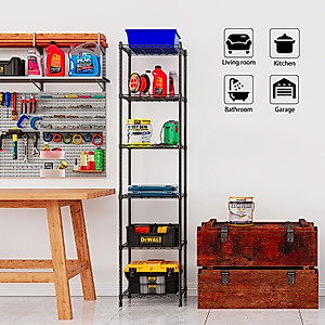 ZHAZHADI 6 Tier Adjustable Spacing Storage Shelf Metal Storage Rack Wire Shelving Unit Storage Shelves Metal 792Lbs Capacity 17" L x 13" W x 70" H for Pantry Closet Kitchen Laundry Black