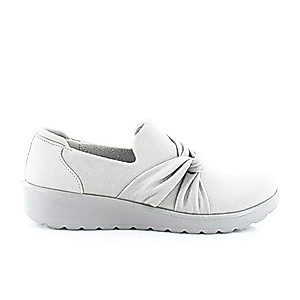 BZees Women's Glimmer Slip-Ons Loafer, Silver Smoke Shimmer, 8.5 Wide