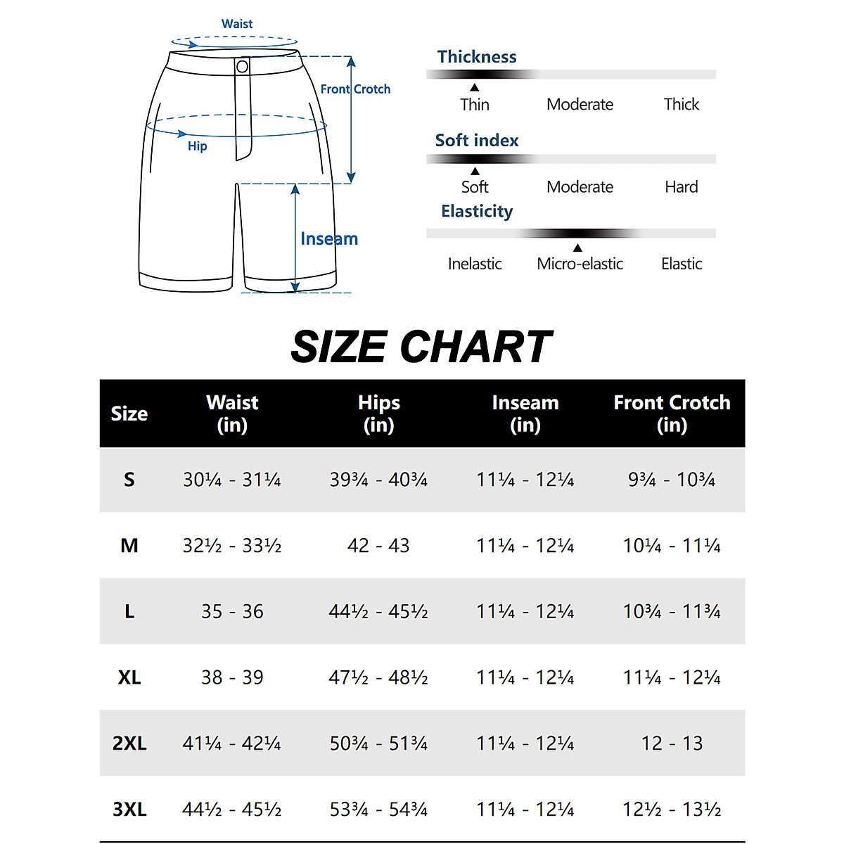 Little Donkey Andy 12 Inch Inseam Golf Shorts for Men Bermuda Quick Dry Elastic Waist Shorts for Hiking Travel Casual Blue 3XL