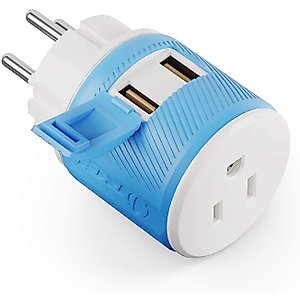 OREI Israel, Palestine Travel Plug Adapter with Dual USB - USA Input - Type H (U2U-14), Will Work with Cell Phones, Camera, Laptop, Tablets, iPad, iPhone and More