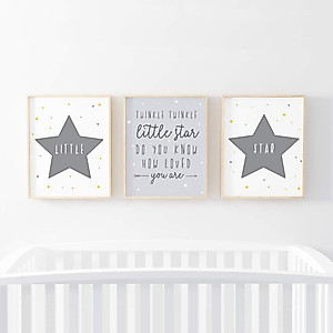 Andaz Press Unframed Baby Kids Room Nursery Wall Art, 8.5x11-inch, Twinkle Twinkle Little Star Do You Know How Loved You Are, Black and White Modern Scandinavian, 3-Pack, Baptism Christening Gift Idea