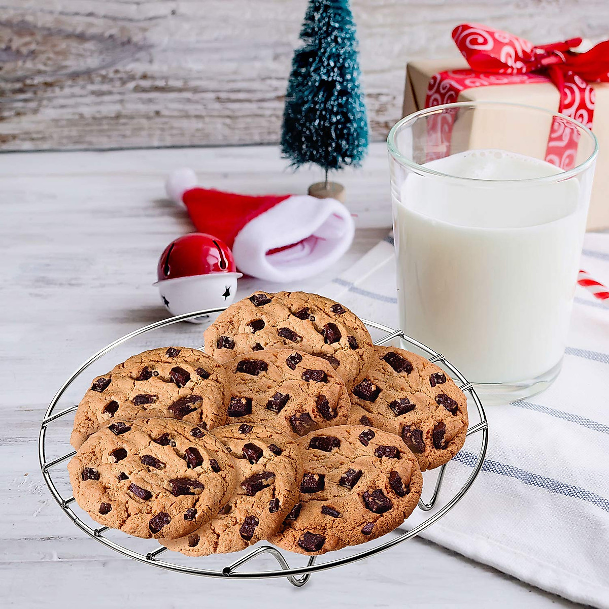 3 Pieces Air Fryer Rack Cooking Steaming Cooling Racks Kitchen Multi-Purpose 304 Stainless Steel Round Rack W Stand Holder Cookware for Air Fryer Pot Pressure Cooker Canning (7 Inch)