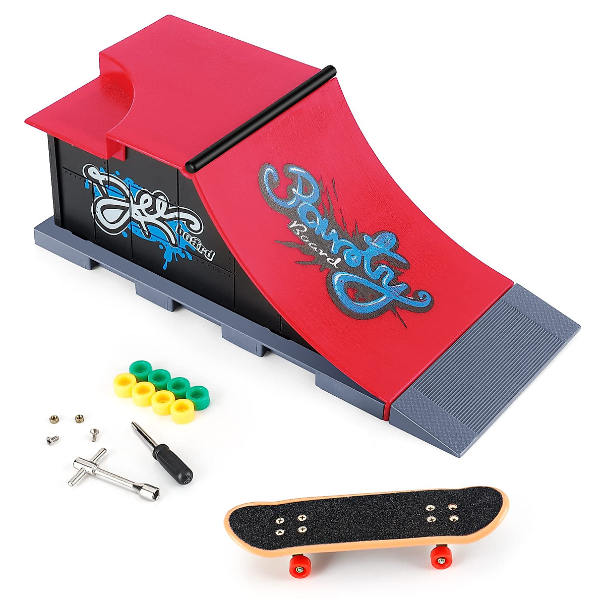 CS COSDDI Skateboard Ramp Set – Finger Skateboard Set with Fingerboards, Fingerboard Skate Park Ramp, DIY Assembly Mini Finger Skateboard Ultimate Park Set Ramps for Kids Birthday Gift(C)