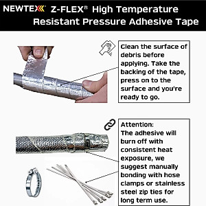 Newtex High Heat Resistant Tape - Extreme Temperature Aluminum Foil Z-Flex Tape - Pressure Sensitive Adhesive Ducting, Insulation, Reflective Heat Barrier Tape Roll (2" x 25')
