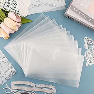 Briartw 20 PACK 9.8x5.9" Slimline Storage Envelopes, Resealable Plastic Envelopes Pockets for Cutting Dies Stencil Crafts Organizer Holder,Storage Bag for Clear Stamp,Die Cuts,scrapbook Paper,Photos