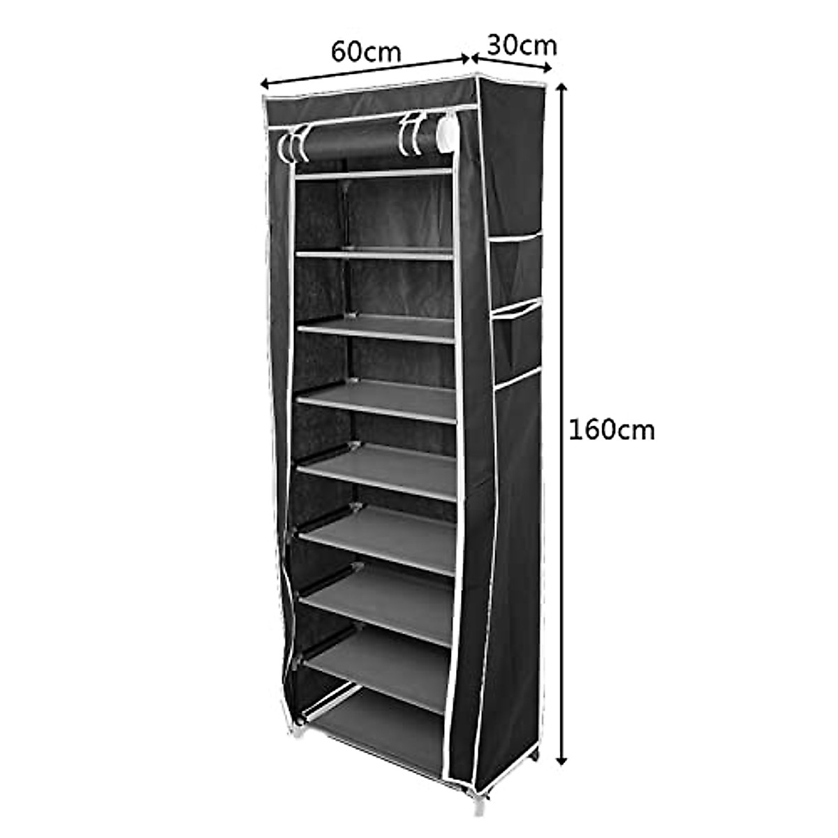 BELANITAS 10 Tier Shoe Rack for Entryway, Closet, Shoe Rack with Covers, Shoe Organizer Shoe Shelf Hold 27-35 Pairs of Shoes for High Heels, Sneakers, Boots and Storage Box, Black