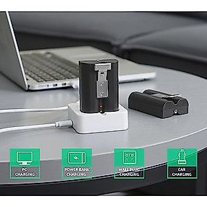 YUELAN Ring 6040mAh Replacement Battery with Charging Station, Solar Stick Up Camera (2nd & 3rd Gen) Video Doorbell 2/3/4/3 Plus & Spotlight Outdoor Camera