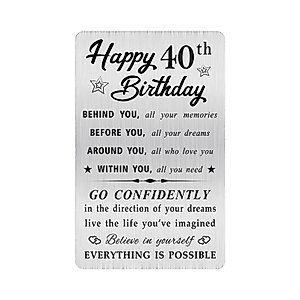 MOQIYXL Happy 40th Birthday Card for Men Women, Small Engraved Wallet Card for 40 Year Old Birthday Gifts