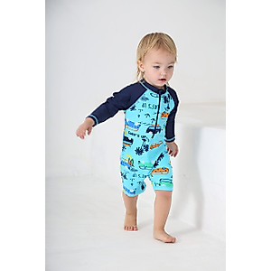 HUAANIUE Baby/Toddler Boy One-Piece Swimsuit UPF 50+ Long Sleeve Swimwear