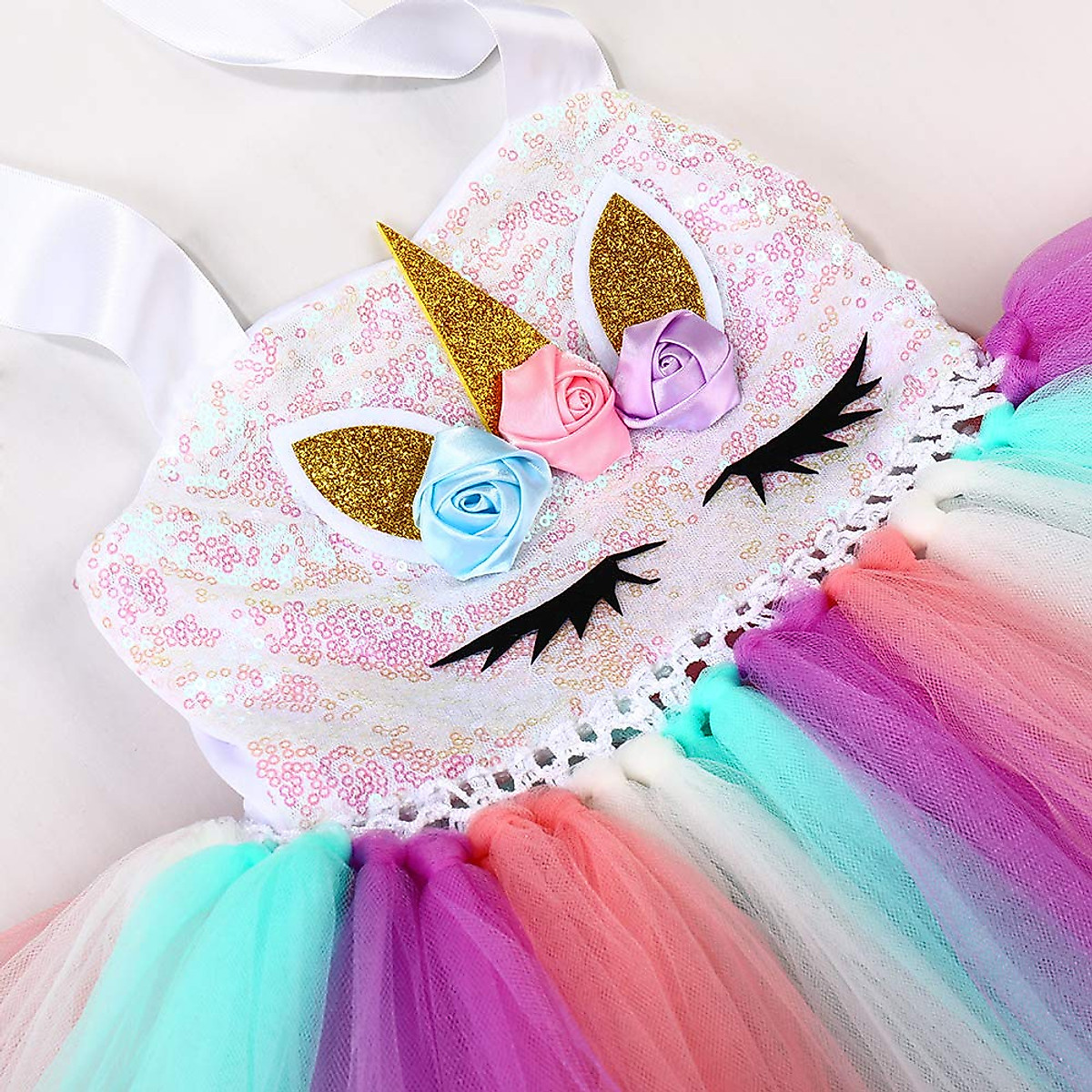 Tutu Dreams Unicorn Dress for Girls Party Dress Up Clothes Gifts Fashion Summer Sundress Dresses Birthday Decorations (Sequin Unicorn, 1-2T)