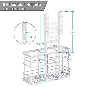 Wetheny Hair Tool Organizer - Hair Dryer Holder 5 Adjustable Height,Bathroom Organizer Cabinet Door/Wall Mounted for Hair Dryer,Curling Iron,Hair Straightener,Brush（White）
