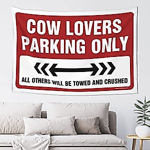 Man Cave Rules Cow Lovers Parking Only Tapestry Space Decor Vintage Decor (Size : 75X100CM)