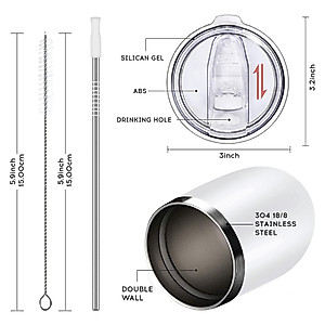 ELEGANTPARK Teacher Gifts for Women Men Teacher Appreciation Gifts Teacher Wine Tumbler Teacher Christmas Gifts Thank you Graduation Gifts End of Year for Teacher Tumbler with Straw White 12 OZ