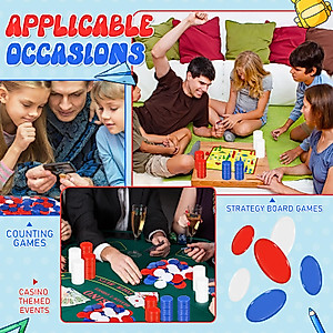 Wettarn 1200 Pcs Plastic Poker Chips 1.45 Inch Game Chips 3 Colors Poker Chip Set Bingo Chips Blank Counting Chips or Adults Kids Poker Game Counters Learning Math Counting Play, Red, Blue, White