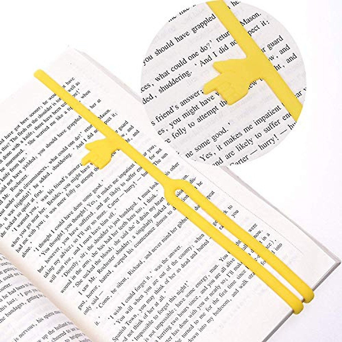 TEKEFT 7 pcs Finger Pointer Bookmark Elastic Book Mark Strap - Random Color- (7 Color)