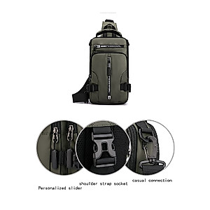 WZCSLM Sling Bag for Men Women Shoulder Backpack Chest Bags Crossbody Daypack with USB Cable for Hiking Camping Outdoor Trip (ArmyGreen)