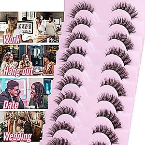 Half Lashes Natural Look Wispy 3D Cat Eye Lashes Fluffy Accent Corner False Eyelashes 12MM Half Eyelashes Mink Fake Eyelashes 10 Pairs Lightweight 3/4 Eyelashes Pack