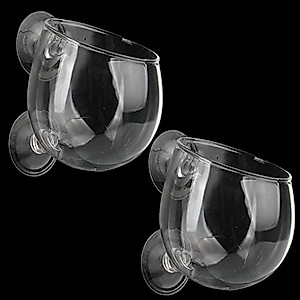 Senzeal 2X Crystal Glass Aquatic Plant Cup Pot with 4X Suction Cups for Fish Tank Aquarium Aquascape