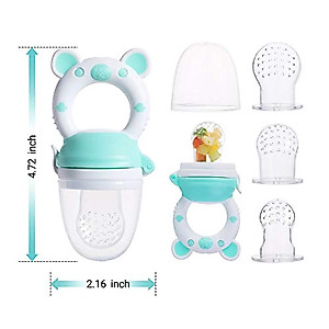 Baby Fruit Food Feeder Pacifier - Fresh Food Feeder, Infant Fruit Teething Teether Toy for 3-24 Months, 6 Pcs Silicone Pouches for Toddlers & Kids & Babies, 2-Pack (Light Pink)