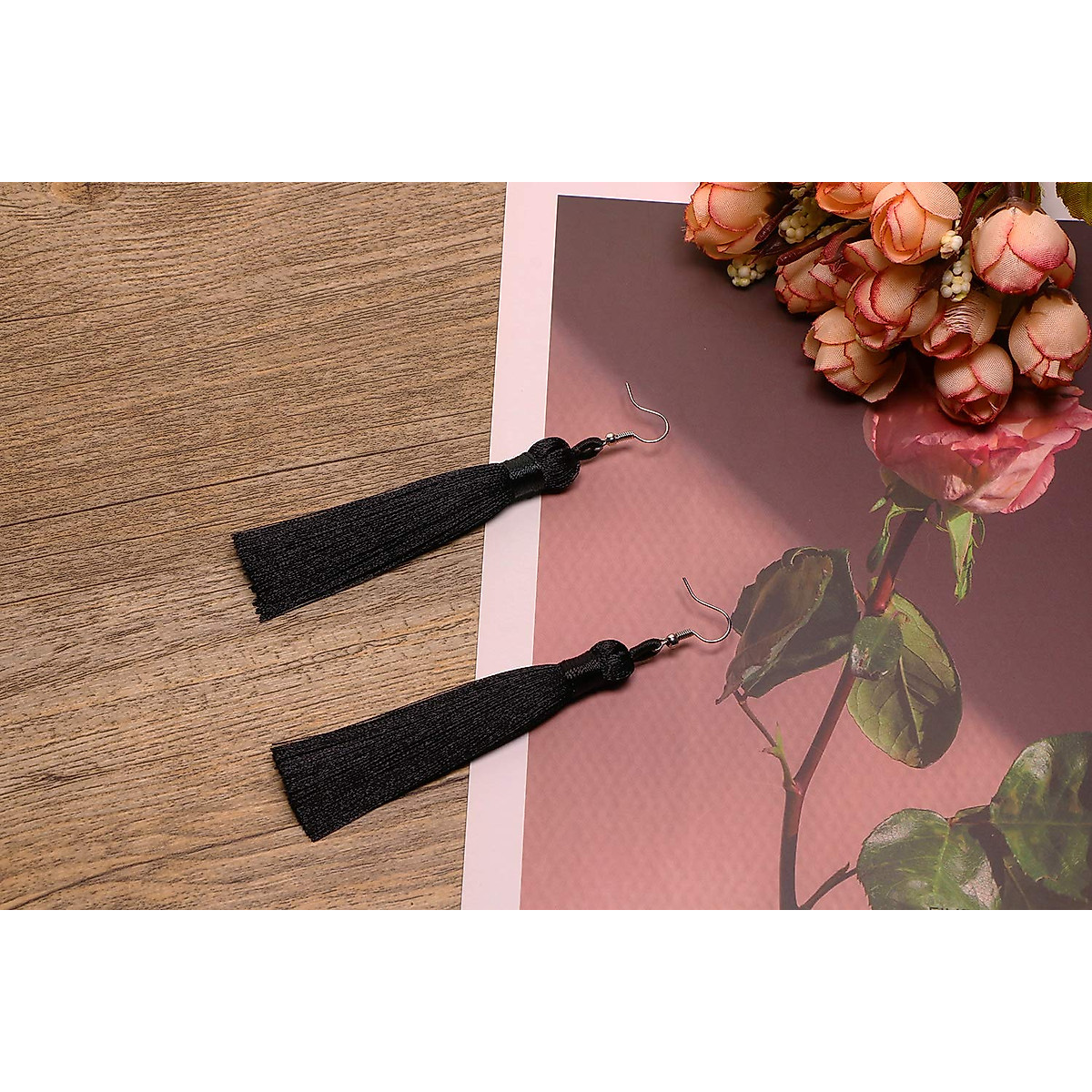 Tupalizy 10PCS Handmade Soft Silky Tassels with Hanging Loop for Bookmarks Keychains Earring Bracelets Jewelry Making Souvenir Graduation Clothing Sewing Gift Tag Art DIY Craft Projects (Black)