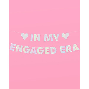 xo, Fetti In My Engaged Era Iridescent Foil Banner - 5 Ft. | Bachelorette Party Decoration, Cute Photo Booth, Bride To Be Backdrop, Bridal Shower Supplies, Engagement Decor