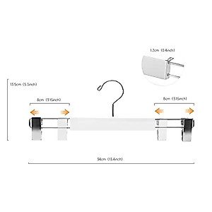 Nature Smile Solid Wooden Skirt Pants Hangers 20 Pack,Premium Wood Bottom Shorts Hangers for Slacks Trousers with Larger Adjustable Anti-Rust Clips (White)