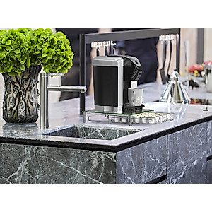 Deco Brothers Crystal Tempered Glass K-Cup Holder Drawer for 30 Coffee Pods Storage, Chrome