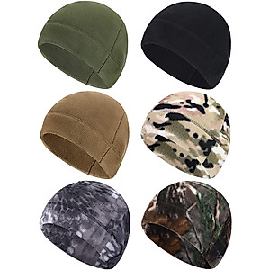 6 Pieces Winter Skull Caps Men Warm Polar Fleece Beanie Hat Windproof Unisex Watch Cap (Classic Color)
