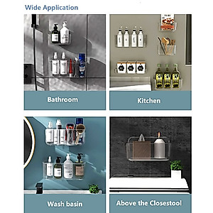 SANTREST 2 Pack Shower Caddy Drill-Free Sticky Shower Shelf Storage Basket for Shampoo & Toiletries, Kitchen Bathroom Bedroom Organizer