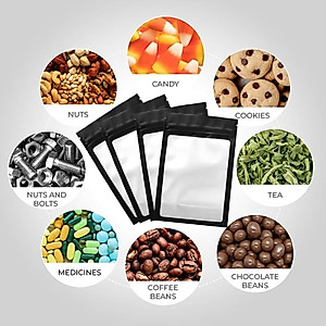 COLSEN 3 x 4 Inches 400 Pack (28 g or 1 oz) Smell Proof Mylar Resealable Foil Pouch Bags - Food Storage Airtight Multi Purpose Zipper Candy Bags for Small Business (Matte Black with Clear Window)
