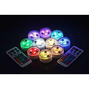 Alebew Underwater Led Lights with Remote, Waterproof Multi Color Submersible Led Lights Battery Operated Pool Lights for Halloween Christmas Party-10 Pack