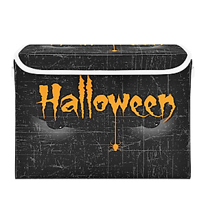 YETTASBIN Halloween Spider Storage Basket with Lid and Handles, Large Collapsible Fabric Storage Bins Sturdy Storage Organizer for Shelves, Closet, Bedroom, School, Office, Home Decor