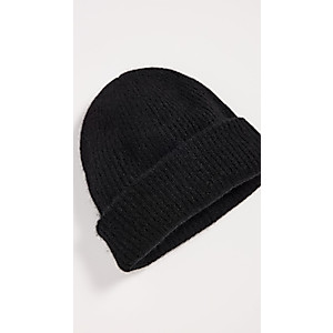 White + Warren Women's Cashmere Plush Rib Beanie, Black, One Size